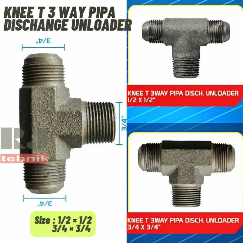 Knee T 3 Way Pipe Connection Dischange Compressor Unloader Drat 1/2 And ...