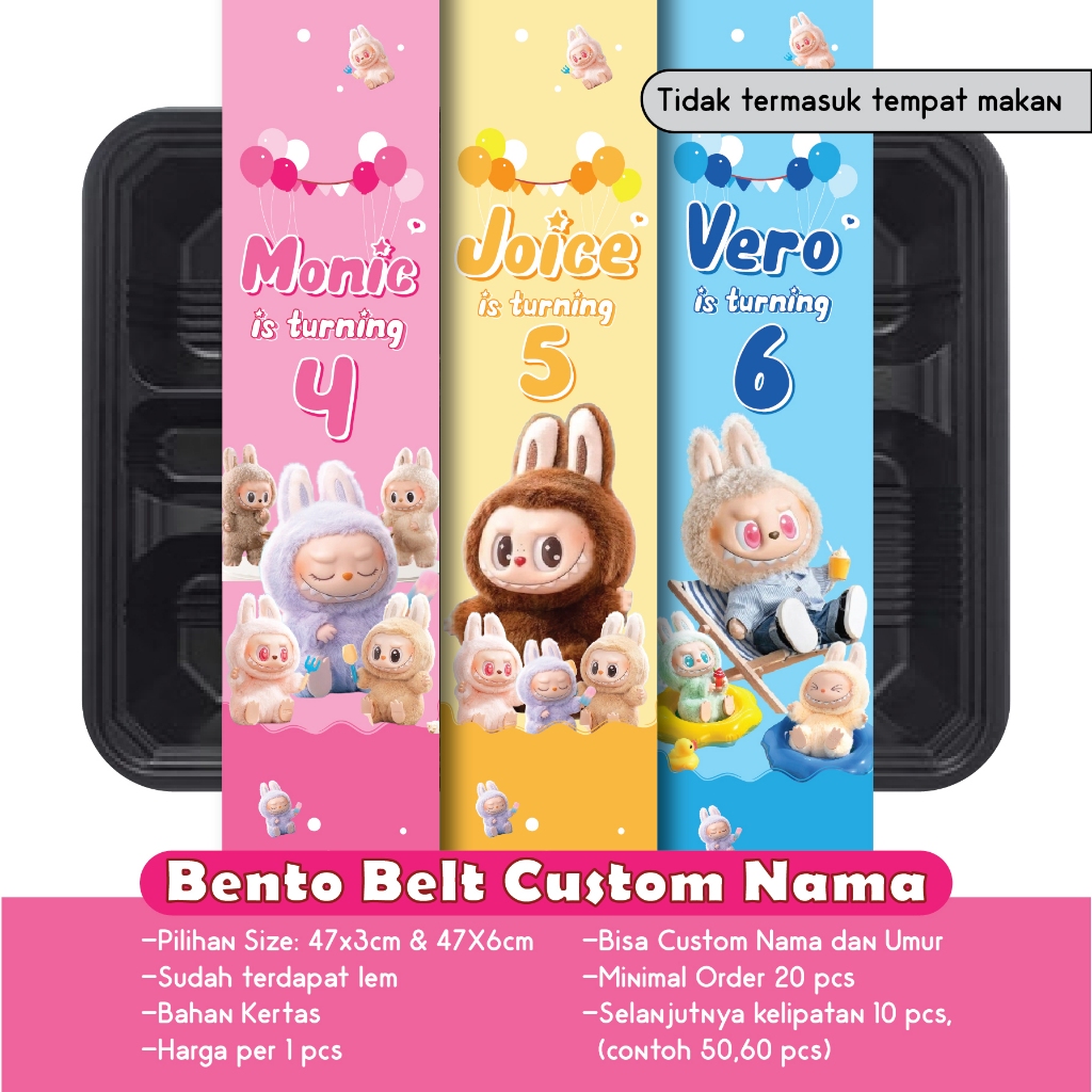 Bento BELT LABUBU PAPER BELT BENTO BELT CUSTOM NAME PAPER RIBBON STICKS ...
