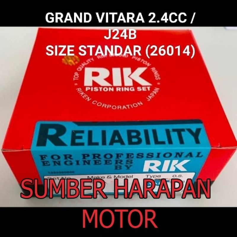 Piston RING PISTON GRAND VITARA 2.4CC J24B Standard STD SIZE 26014 1SET ...