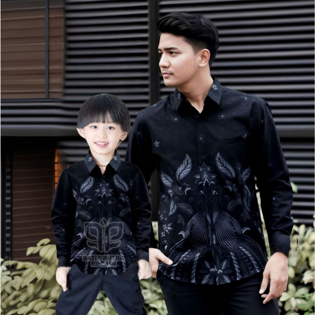KEMEJA HITAM The Newest Damar Batik Shirt, Father's Batik Shirt And Boy ...