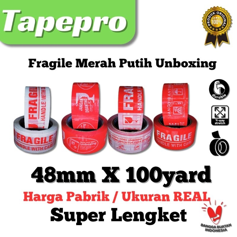 MERAH PUTIH (6Roll) Red/white Fragile Duct Tape/Unboxing OPP ...