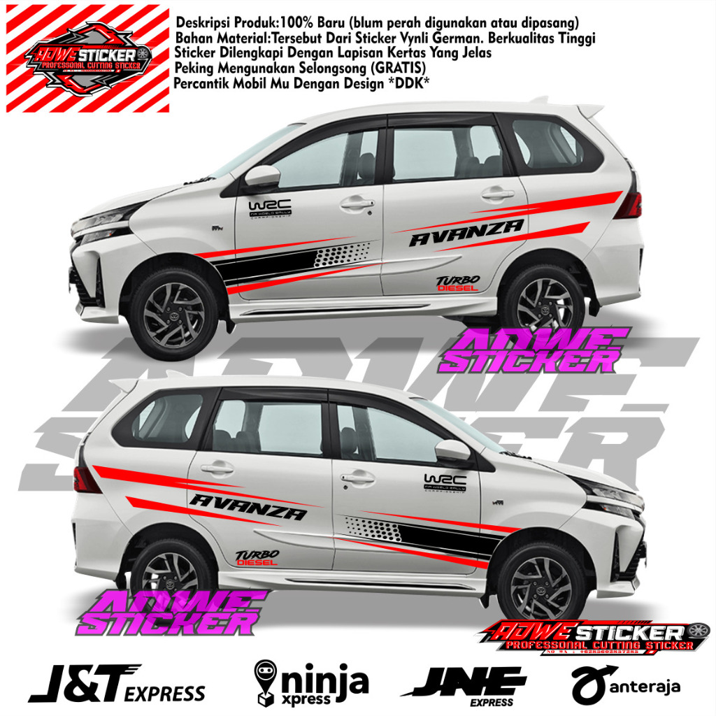 Toyota avanza car sticker cutting sticker list side body wrc gradedy ...
