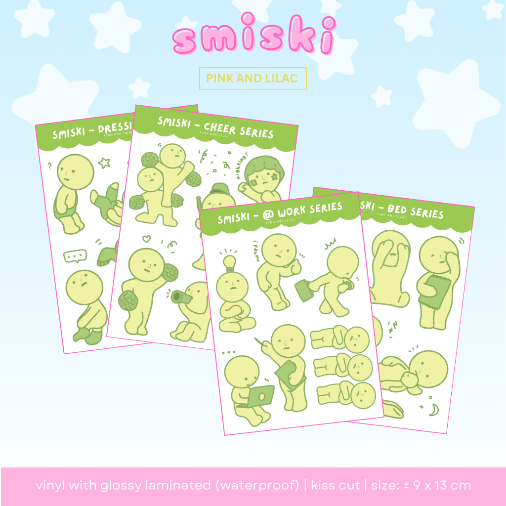 Smiski @Work Sticker Sheet, Bed, Dressing, Cheer Series | Waterproof ...