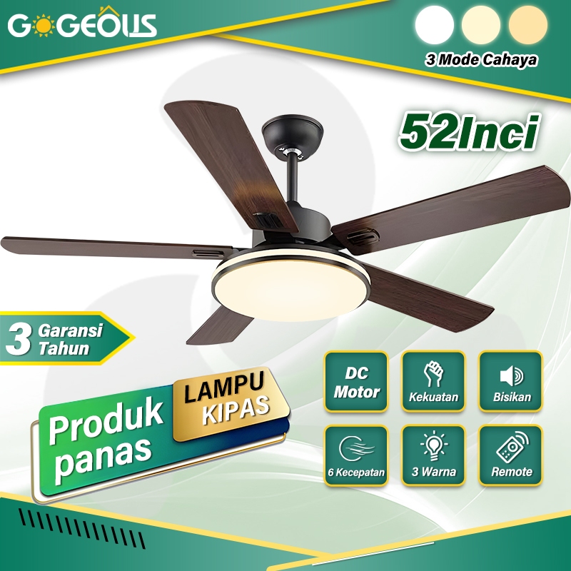 HITAM PUTIH Gogeous Ceiling Hanging Fan Lamp Modern LED And Simple ...