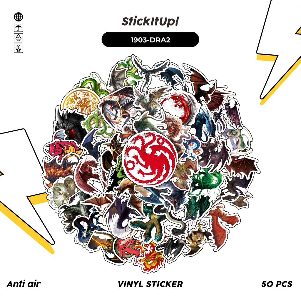 HP 50 Pcs Sticker Pack DRAGON ILLUSTRATION MIX 02 Cute Aesthetic Vinyl ...
