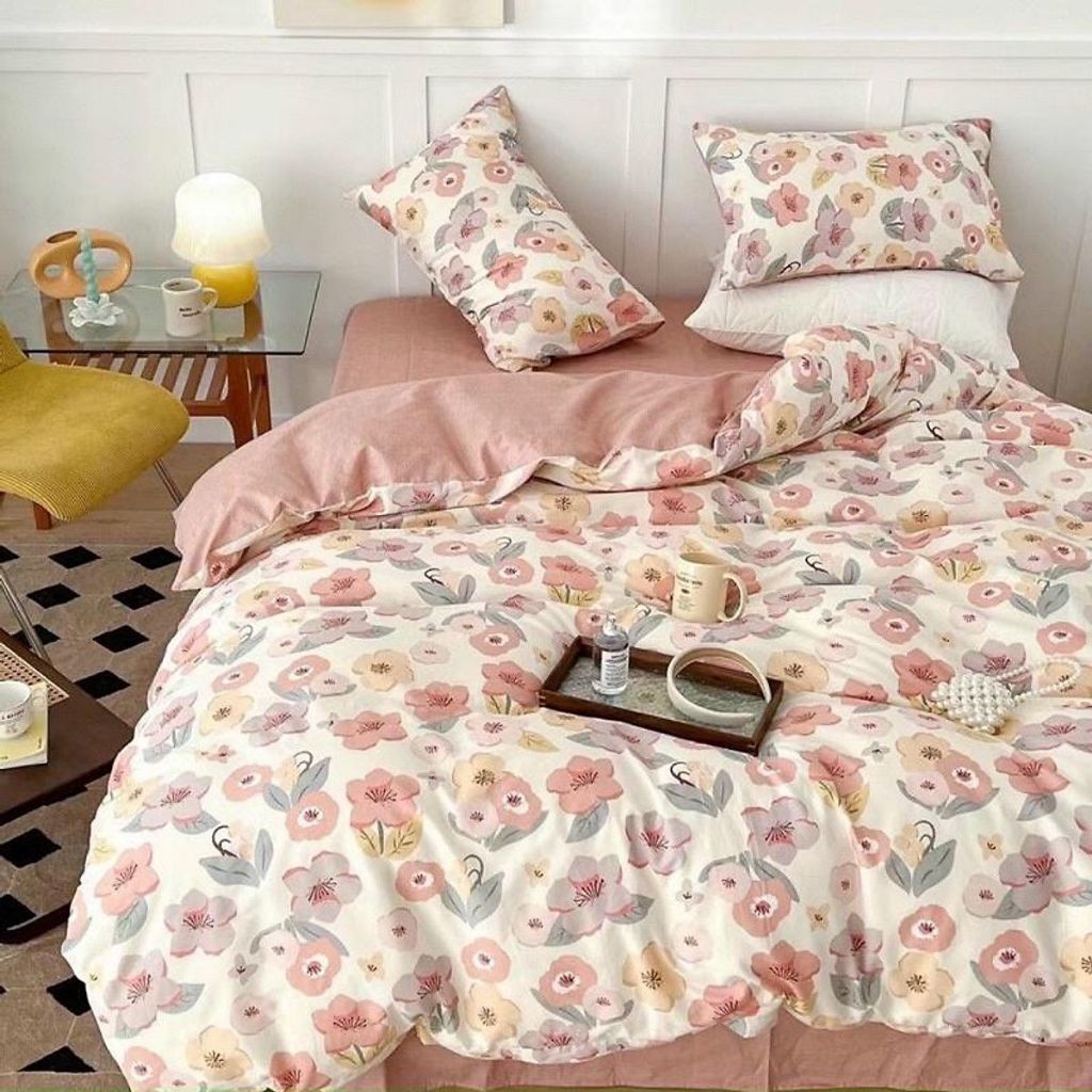 SET OF BED SHEETS / 180x200 BED SHEETS / floral motif coquette bed ...
