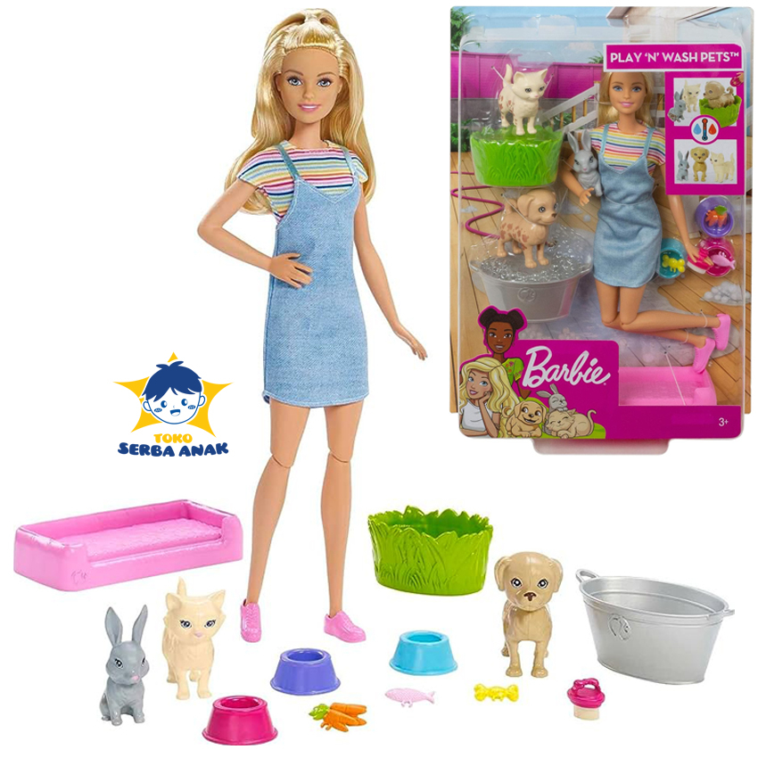 Barbie Play'N' Wash Pets Doll Dog Cat Rabbit ORIGINAL Mattel | Shopee ...