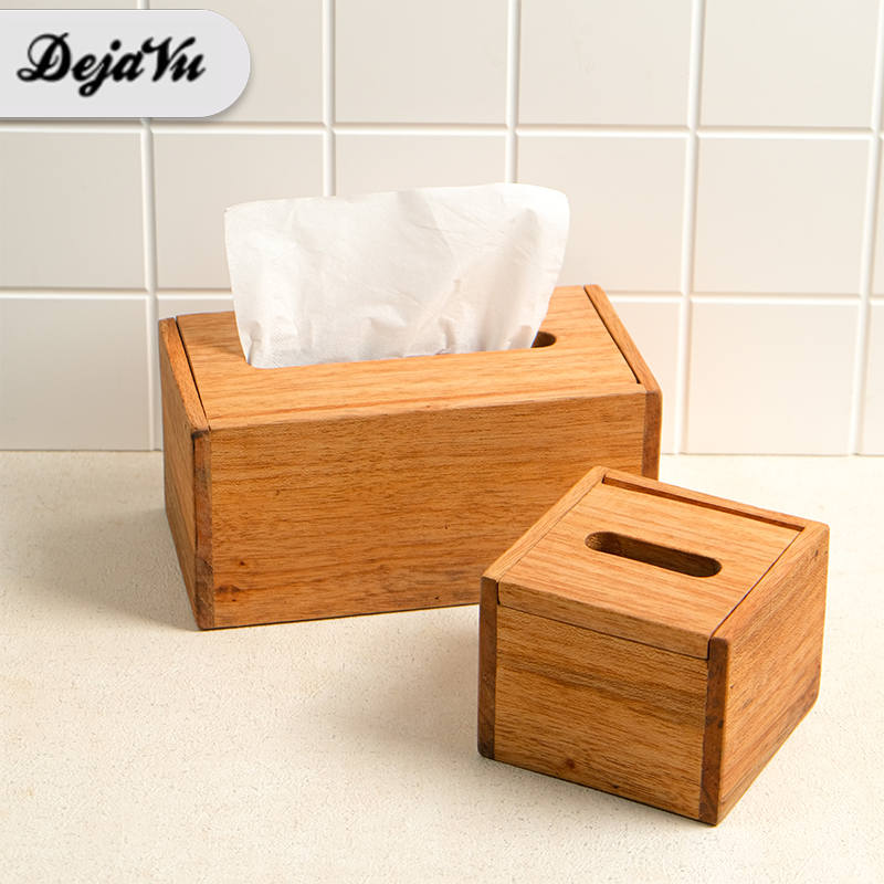 KAYU Dejavu Wooden Tissue Box Aesthetic Teak Wood Tissue Box ...