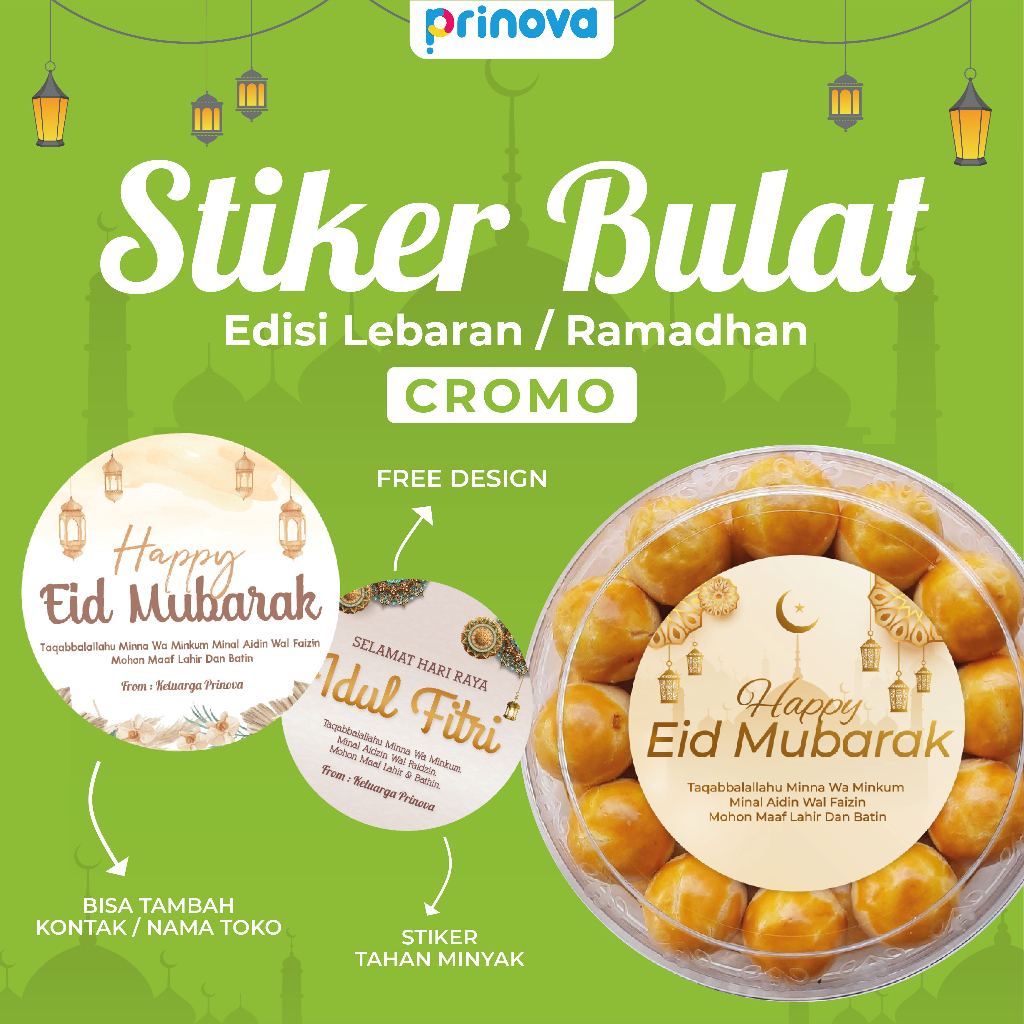 Eid Theme Round Sticker Labels Custom Cromo Material/Print Custom Round ...