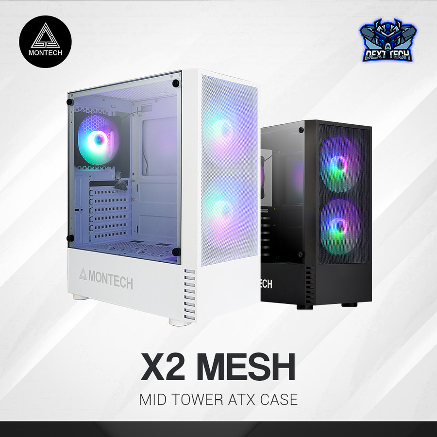 Montech X2 Mesh Mid Tower ATX Case with 3 Rainbow Fans | Shopee Malaysia