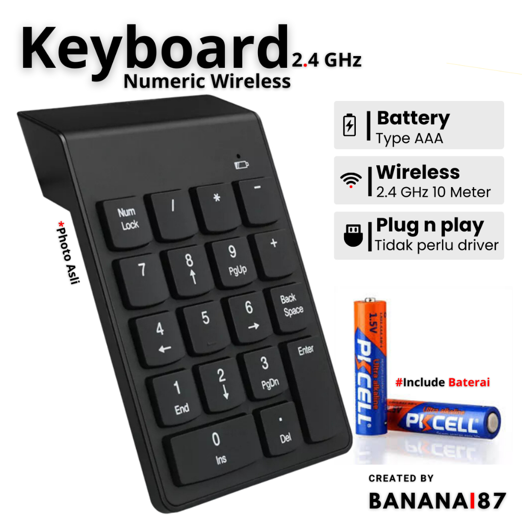 Wireless Numeric Keyboard Number 2.5 GHz i120 Keypad Number 10 Meters ...