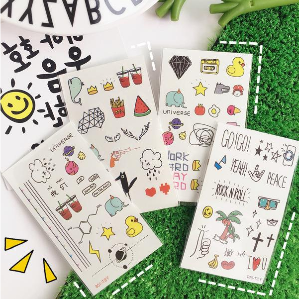 Sticker Mini Cartoon Cartoon Cartoon Tatto Simple Cute Various Models ...
