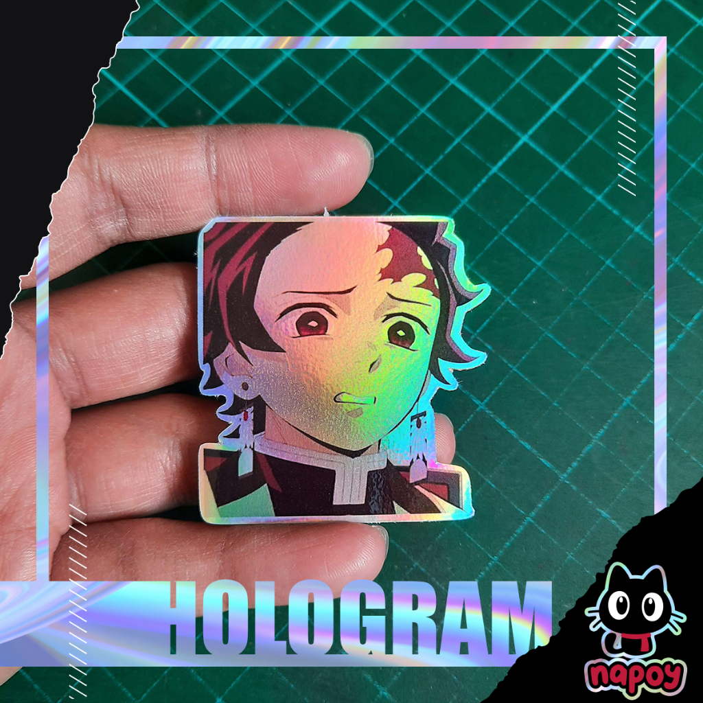 Tanjiro Kamado Anime Demon Slayer Hologram Sticker Disgusted | Shopee ...