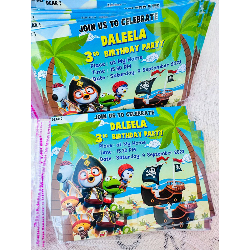 Pororo Treasure Island Birthday Invitation Card | Shopee Malaysia