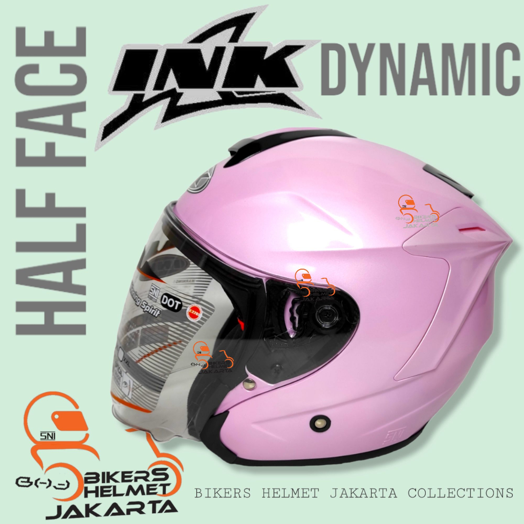 Ink DYNAMIC SOLID SAKURA PINK METALLIC HALF FACE HELMET | Shopee Malaysia