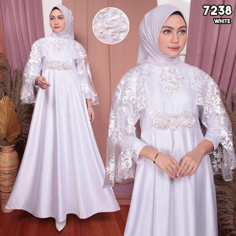 PUTIH White Brocade Combi satin Robe/White Robe/Eid Robe/Eid Edition ...
