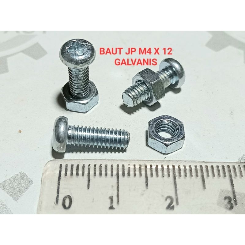 Bolt NUT JP M4 X 12 GALVANIZED SCREWDRIVER WRENCH PLUS(+) | Shopee Malaysia