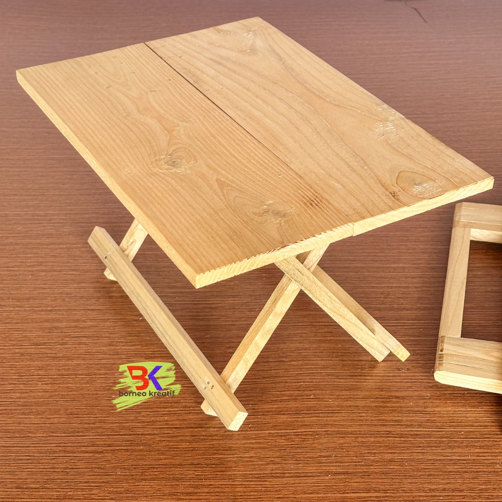Thick Solid Sungkai Wood Portable Folding Table | Shopee Malaysia