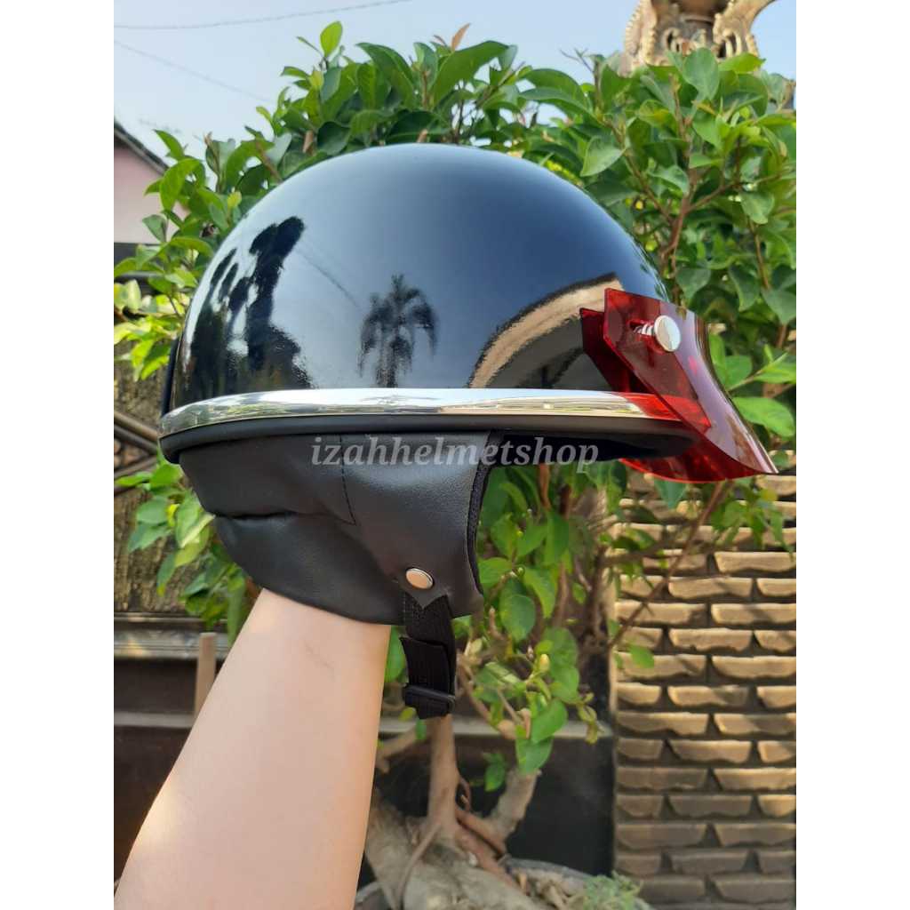 Plain chip helmet with chrome vintage list - custom retro classic ...