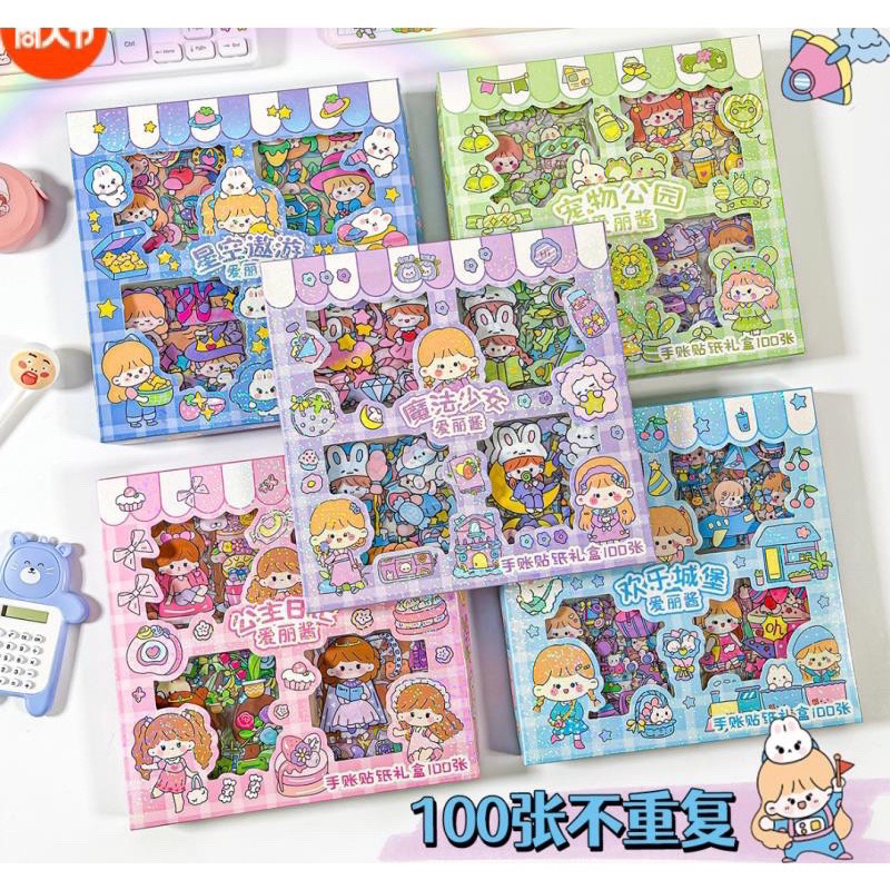 2d Cartoon Motif Stickers Contains 100 Sheets Waterproof / Decorative ...