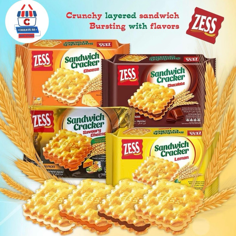 Zess Sandwich Crackers Chocolate - Lemon - Cheese All Variants 90g ...