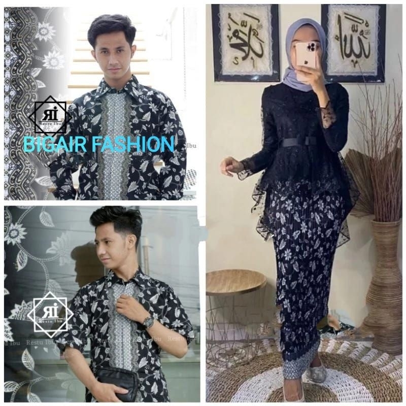 KEMEJA Ba Couple Kebaya Modern Aurora Ribbon Batik Shirt Set Kebaya ...