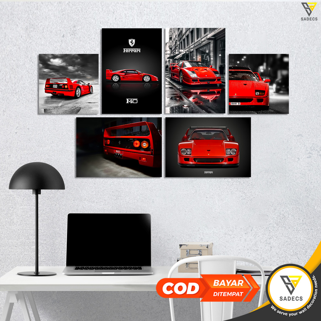 HIASAN DINDING KAYU Ferrari F40 Canvas Wooden Poster Room Wall ...