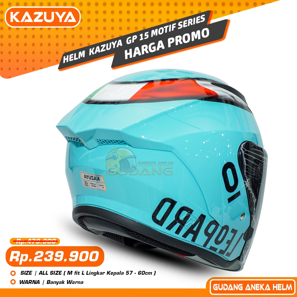 Gp 15 Leopard Helmet Aqua Blue Kazuya Half Face Motif Kairoz Model ...