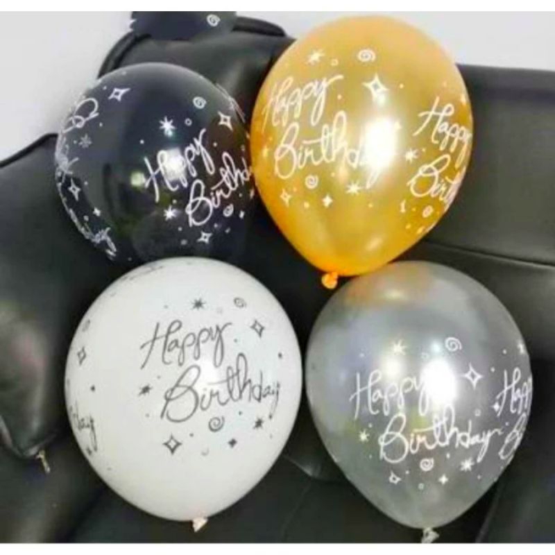 Happy Birthday Writing Latex Balloons/ Hbd Motif Latex Balloons/ 12inch ...