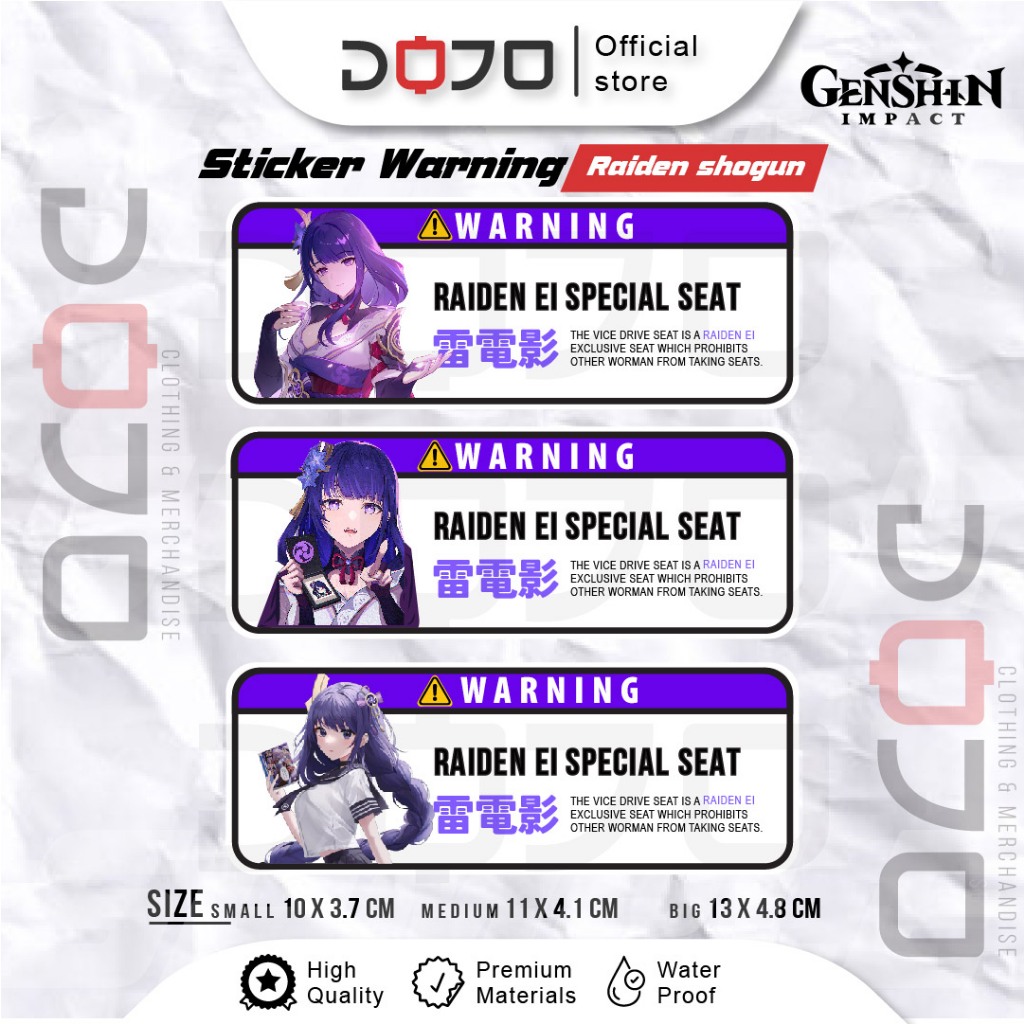 Vinyl Anime Genshin Impact Raiden Shogun Ei Warning JDM Motorcycle Car ...
