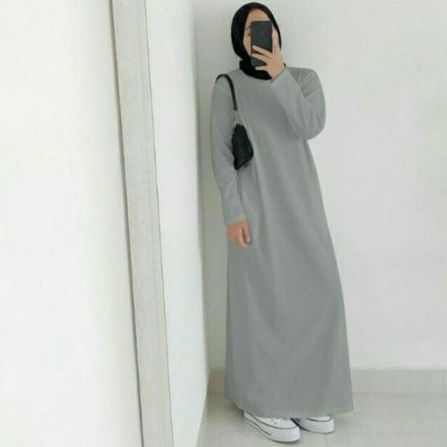 Larvaoutfit - Inner Dress Long Sleeve Gray Inner Span Cuff Gamis ...