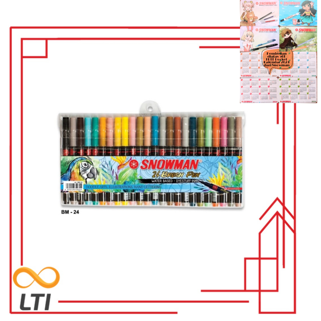 Snowman Brush pen 24 Colors Set - Lettering - Calligraphy - Arts ...