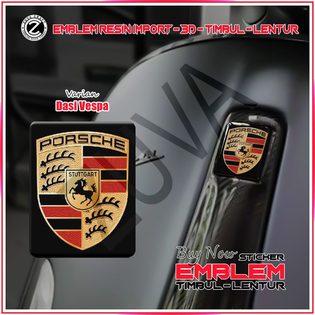 Vespa EMBLEM STICKER PORSHCE LOGO embossed Vespa STICKER Vespa TIE ...