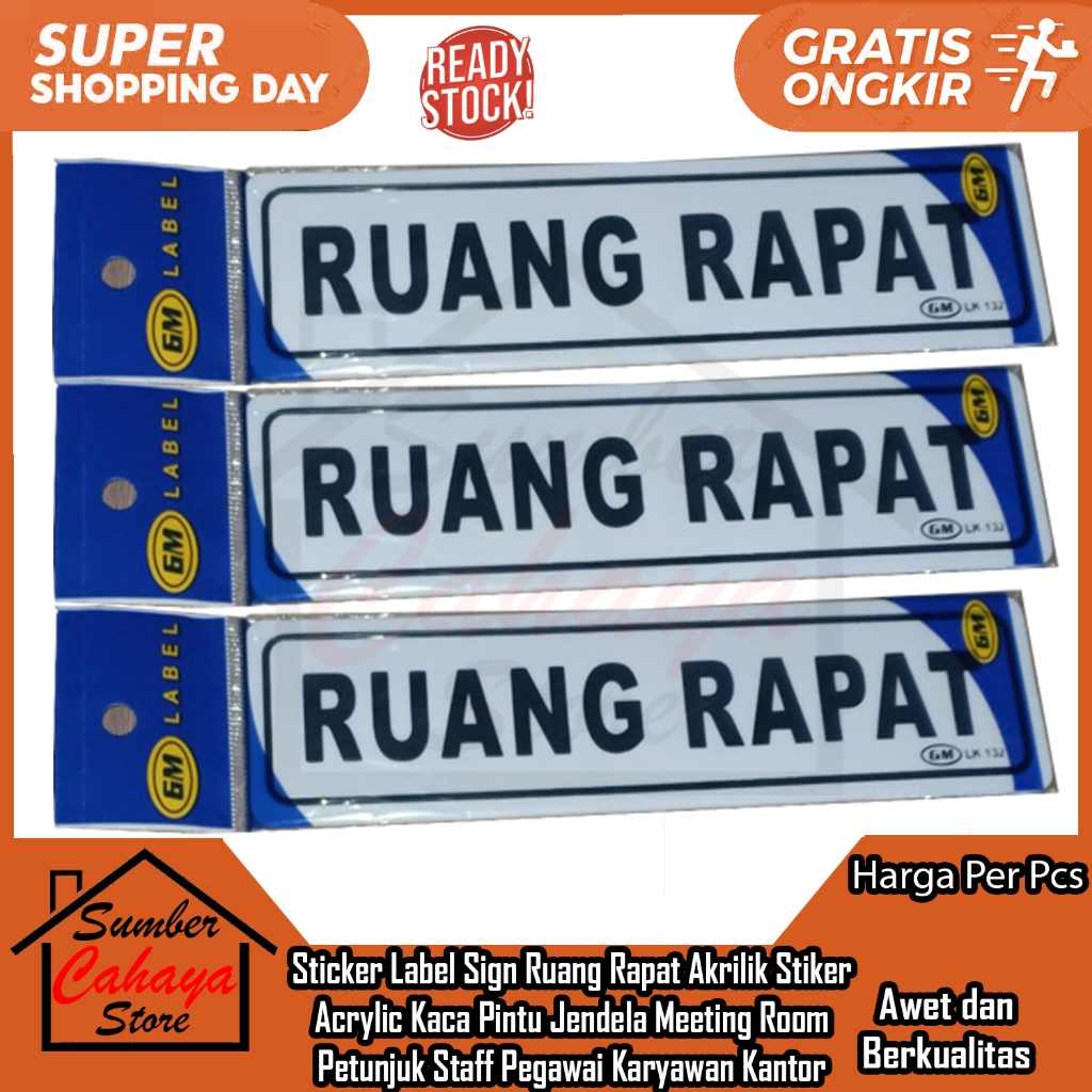 GANTUNGAN Meeting ROOM Labels Lk132 MEETING ROOM ACRYLIC SIGN ACRYLIC ...
