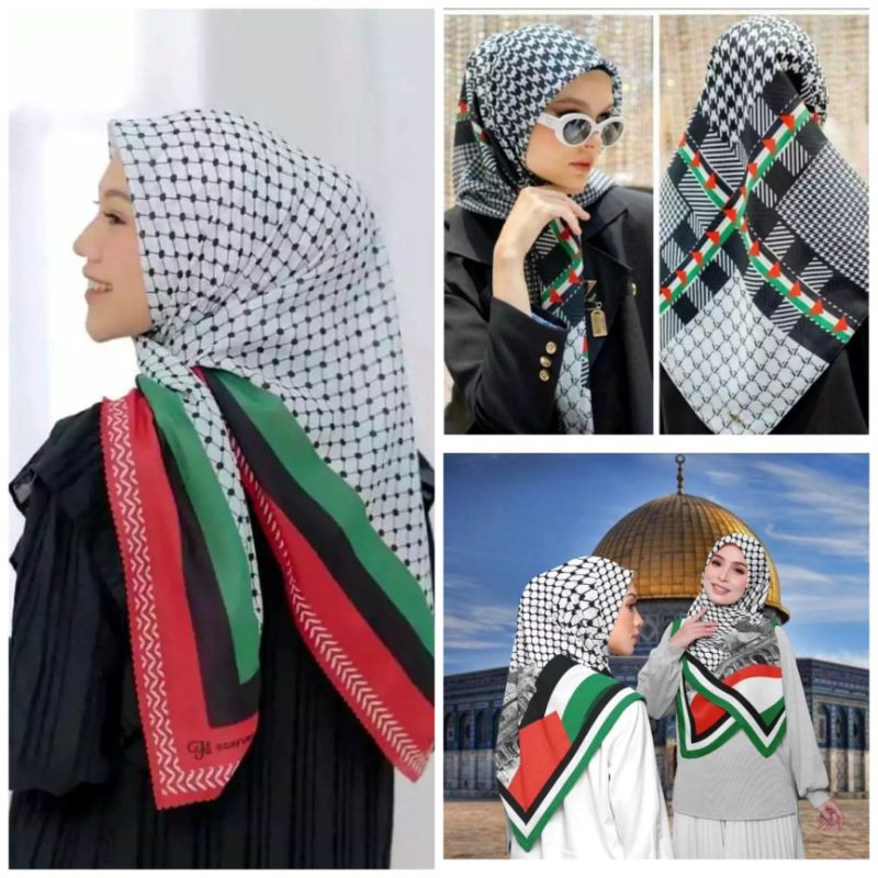 Palestinian motif Rectangular Hijab Hijab viral | Shopee Malaysia