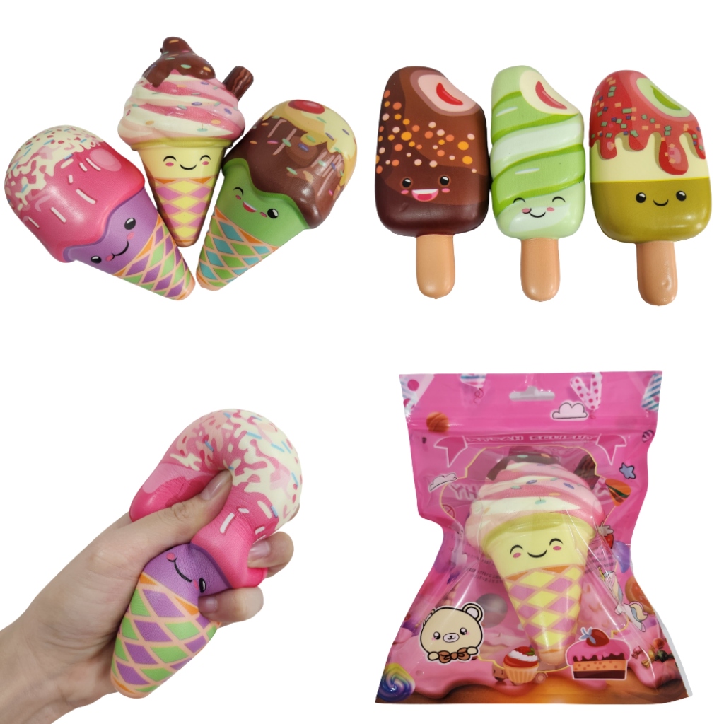 Squishy Cherry Ice Cream Slow Rising Stripes Cone Series By Kawaii ...