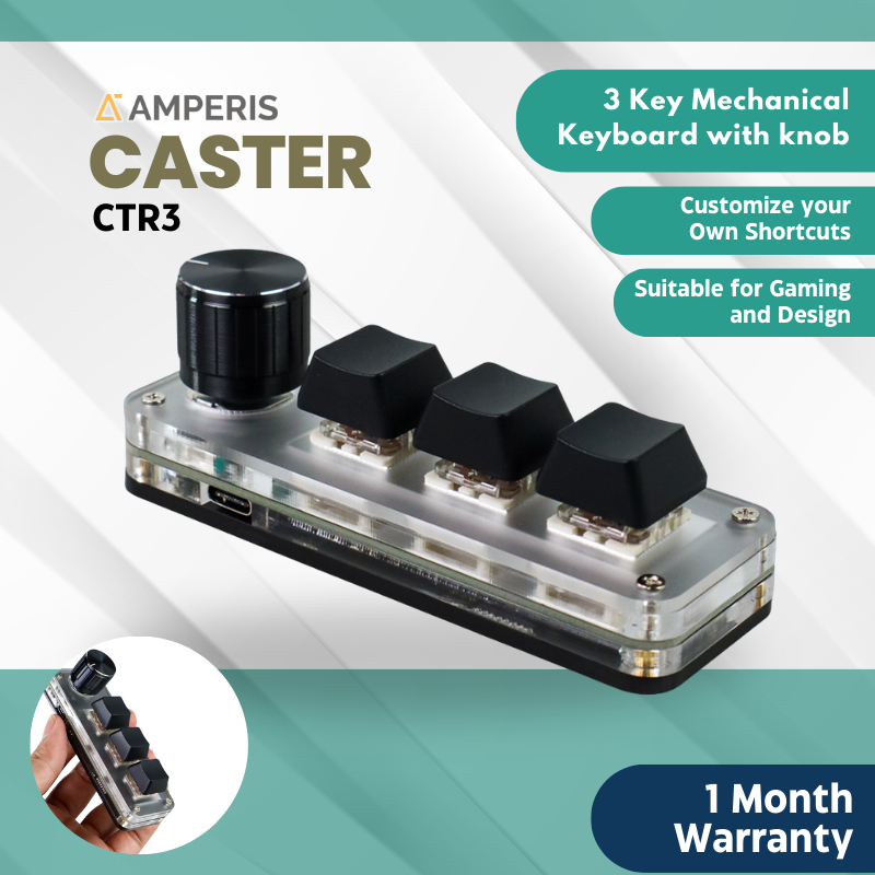Amperis Caster CTR3 Mechanical Keyboard 3 Key USB with Knob Gaming ...
