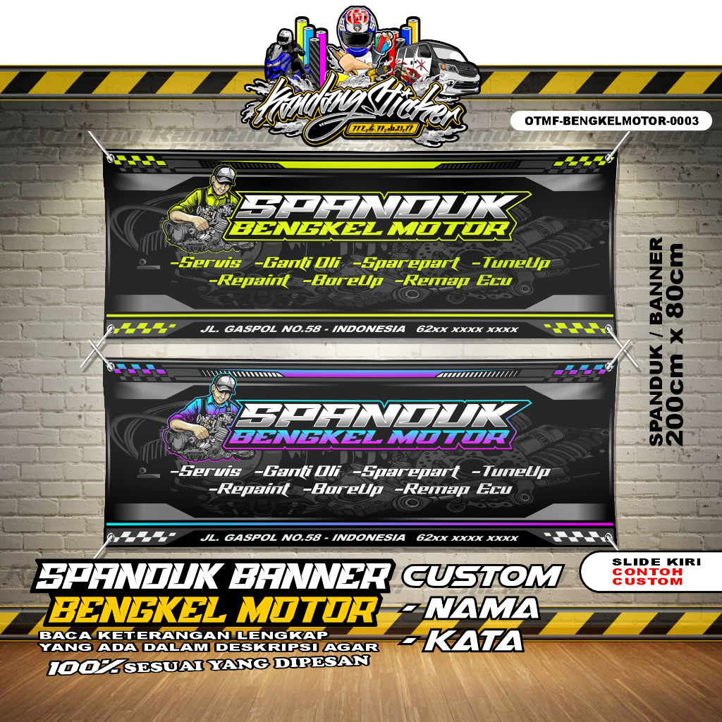 BANNER MOTORCYCLE WORKSHOP BANNER OTMF-BENGKELMOTOR-0003 BALIHO RACING ...