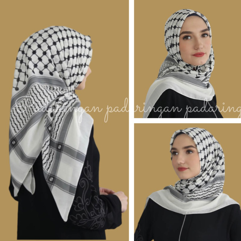 TURKISH hijab | Palestinian square hijab with turban motif | Turban ...