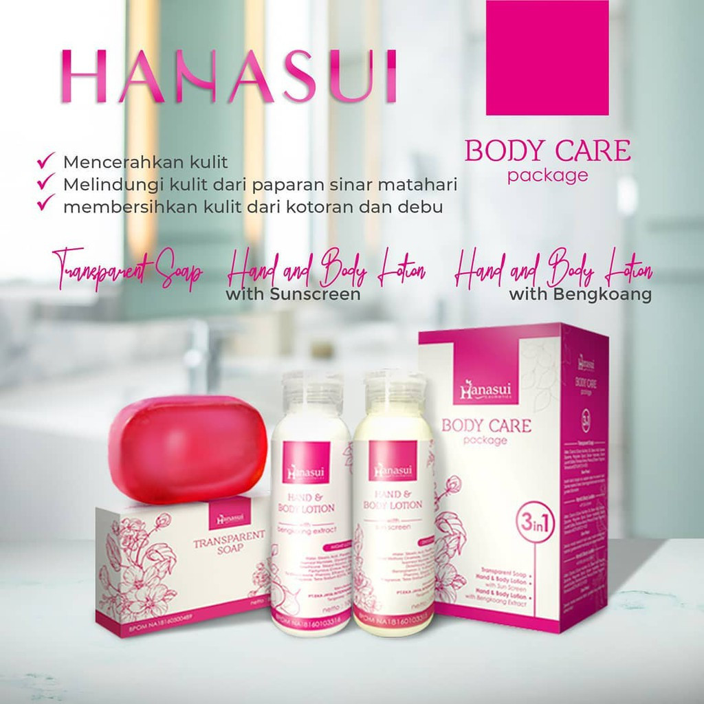 Hanasui - Body Care 3IN1 (Hand Body Lotion+Sunscreen+Bar Soap) | Shopee ...