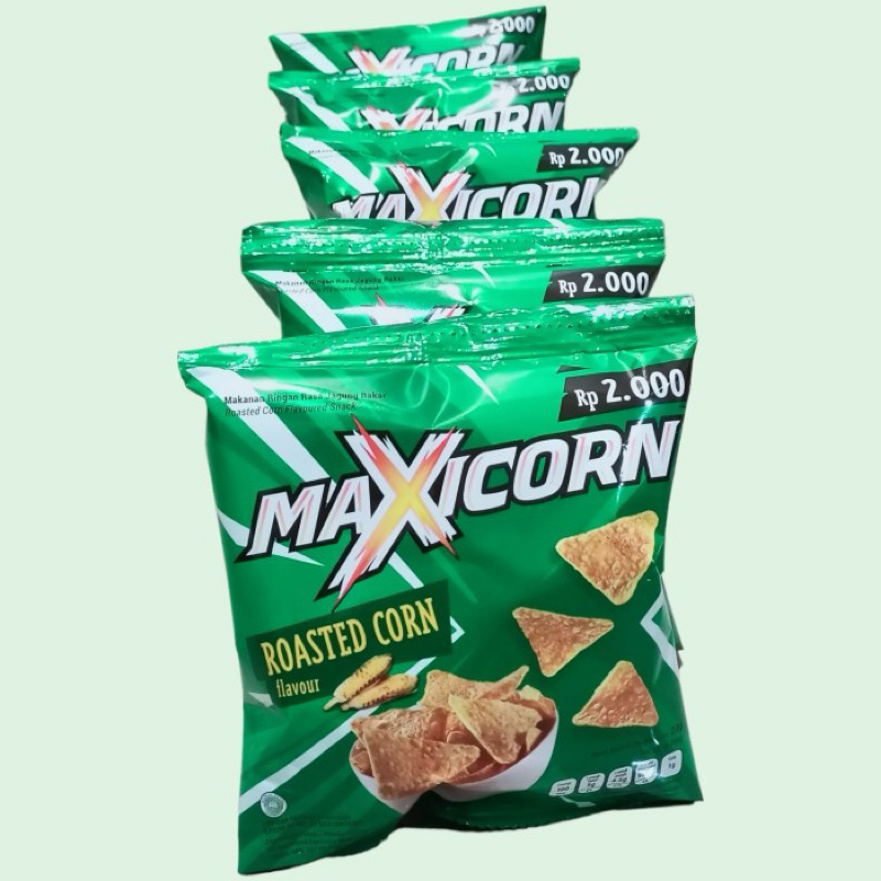 MAXICORN Corn chips roasted corn flavor RENCENG CONTAINS 10 SACHETS ...