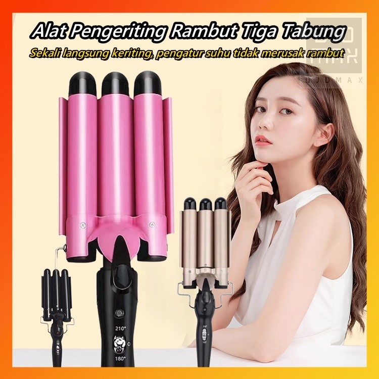 DJDMax Multifunctional Three-Tube Hair Curler, Quick-Drying and Wet ...