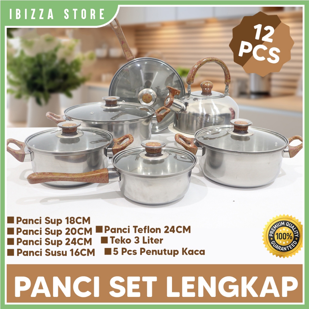 12 Sets of Pans / 12IN1 Teflon Frying Pan + Stainless Steel Teapot ...