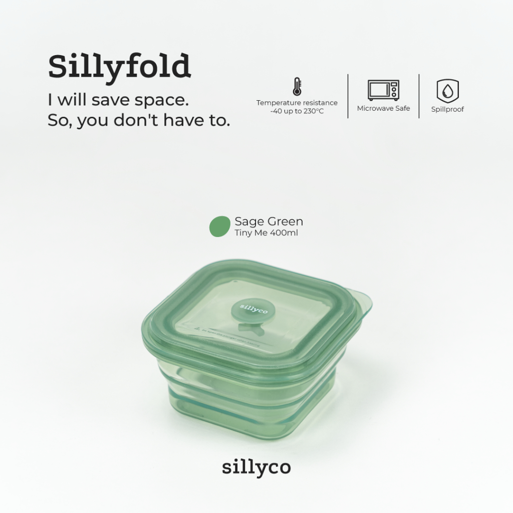 Sillyco - Sillyfold Square Tiny Me - Collapsible Silicone Lunch Box Foldable Container Folding ...