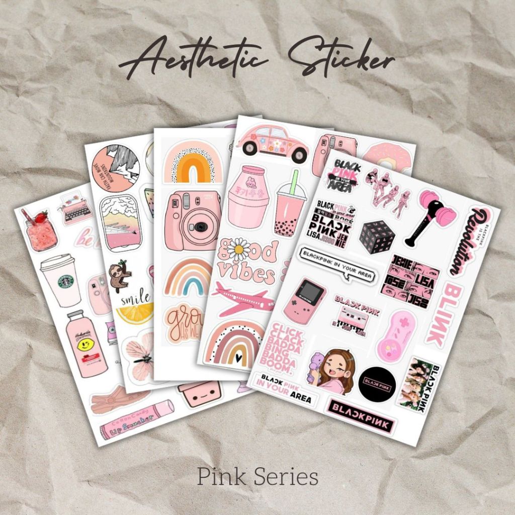 Sticker Aesthetic Pink Series Sticker Aesthetic Deco Planner Album ...