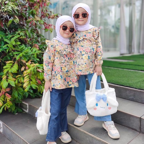 Girls Floral Print Suit+Jeans - Floral One Set | Shopee Malaysia