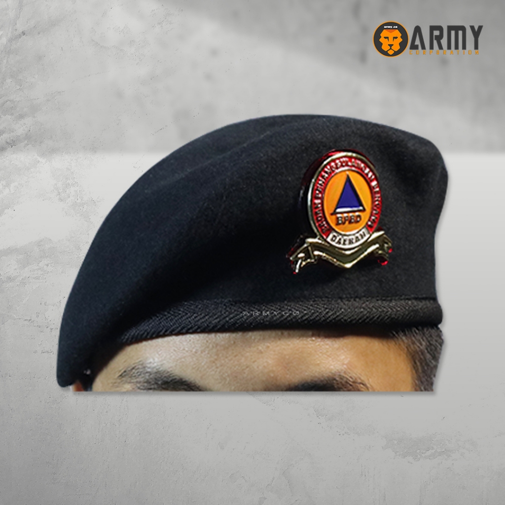 One Set of BPBD Berets + Camel Brand Emblem | Shopee Malaysia