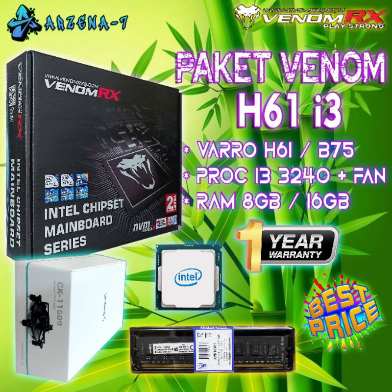 Core Package i3 Gen 3 Ram (Mobo H61+Proc core i3 3240+Ram 8Gb/16Gb ...