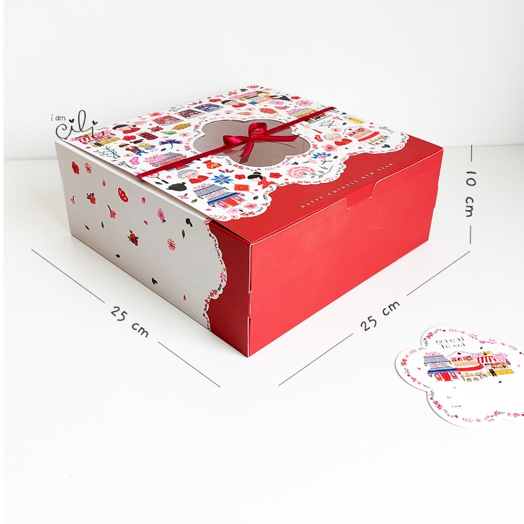 (BOX Of 25 X 25 X 10 cm Chinese New Year) lapis legit Sponge Cake BOX ...