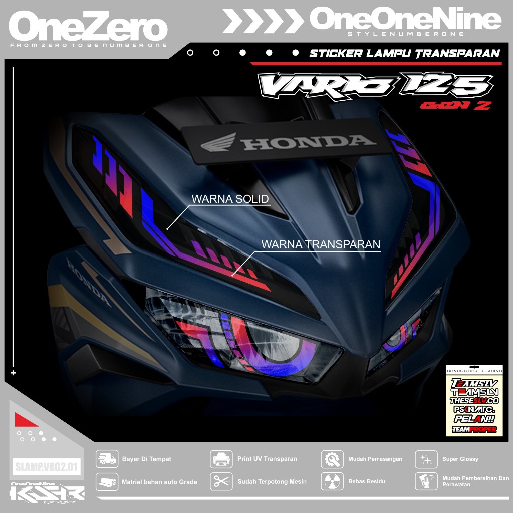 Vario 125 150 GEN 2 Lamp STICKER/Transparent STICKER Variation Of ...
